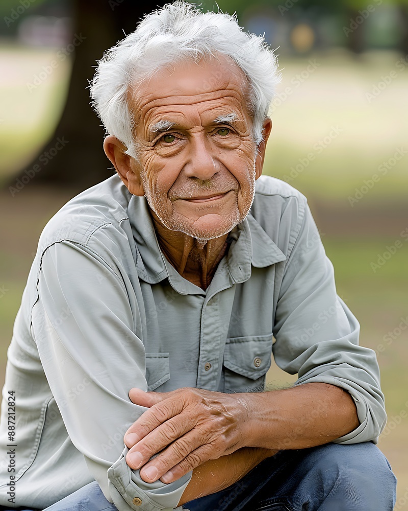 Older man content in a park setting celebrating International Day of ...