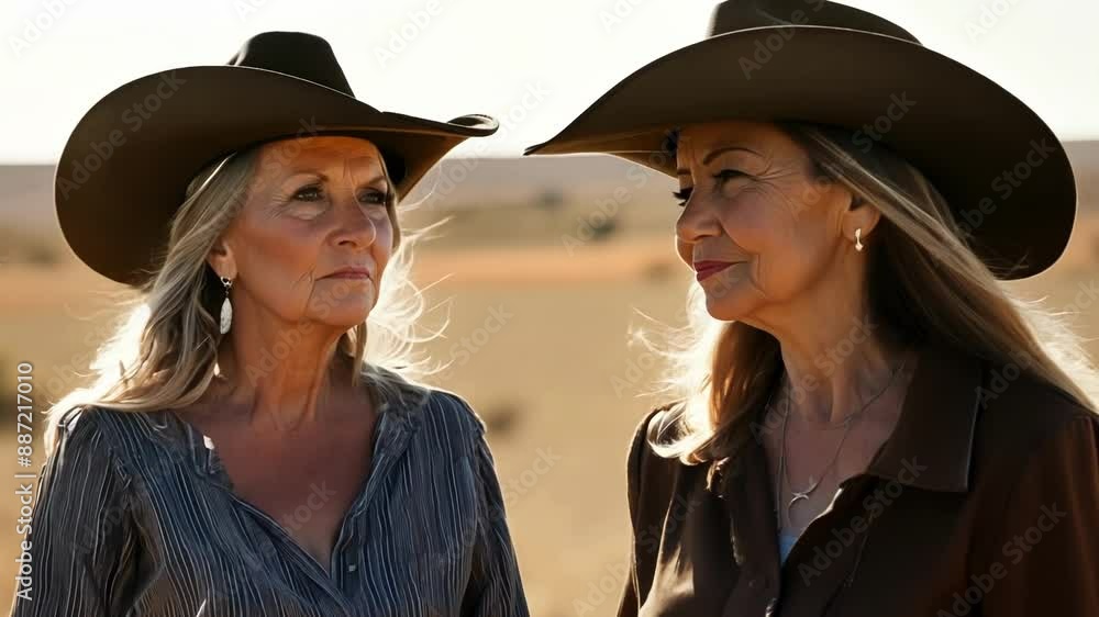 Two older women dressed as cowboys depicting the rugged lifestyle of ...