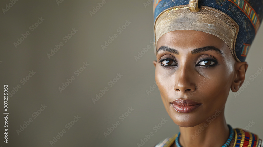 Depiction of the ancient Egyptian Queen Nefertiti, a powerful and ...