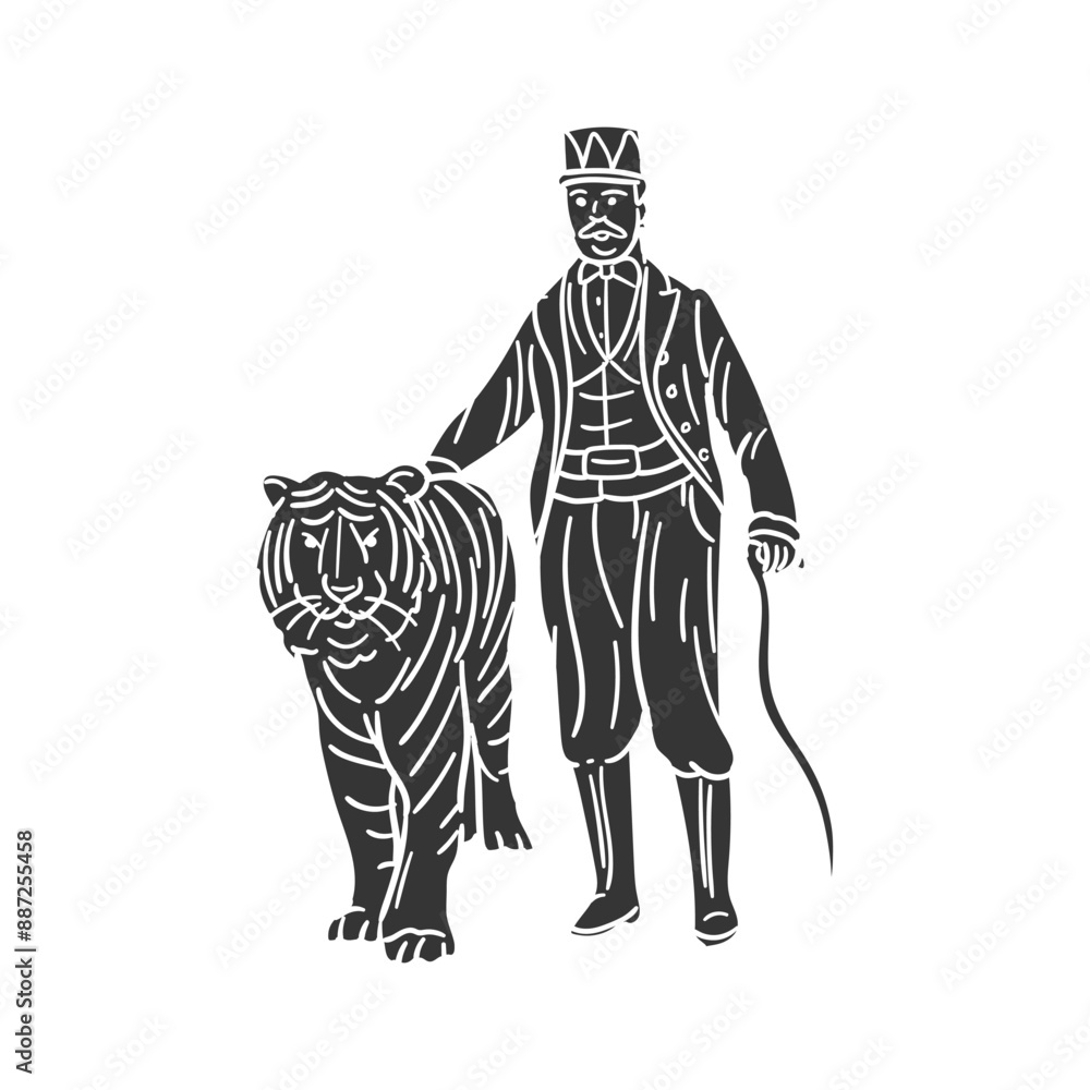 Circus Tamer Icon Silhouette Illustration. Lion taming Vector Graphic ...