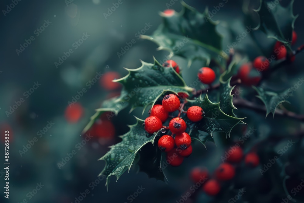 In a supernatural scene, holly bushes are adorned with shimmering ...