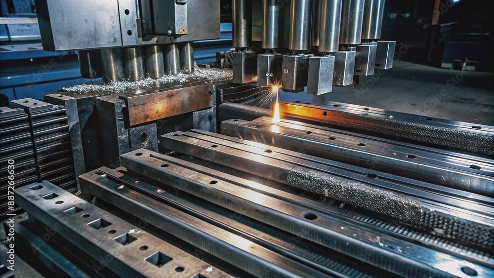 Steel samples undergoing destructive testing including bending, macro ...