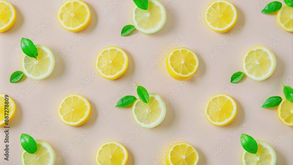 Minimalist lemon pattern on pastel pink background with simple and ...