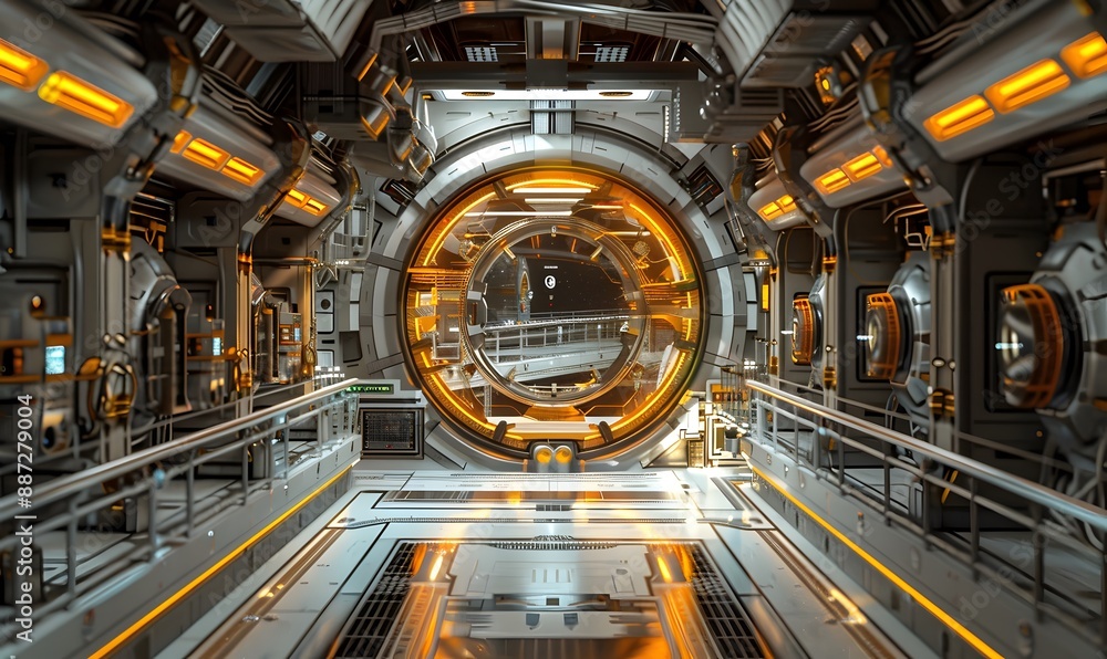 Innovative design of a space chemistry lab, featuring molecular ...