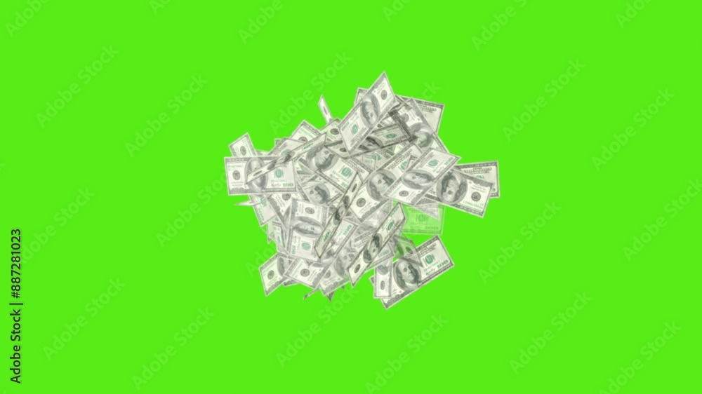 100 Dollar Bills Green Screen. Rain Effects. 3D Animation Money Rain ...