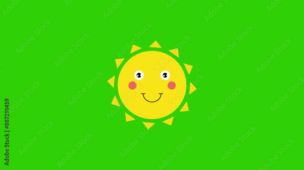 Yellow sun blinks. Seamless 4K Stock video with green screen background ...