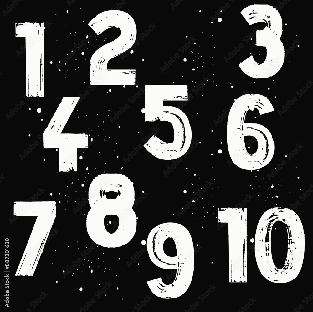 Hand written calligraphy alphabet black ink brush lettering, numbers ...