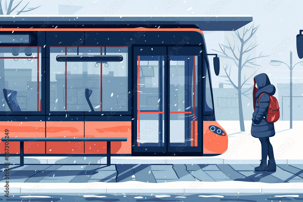 Sad woman at a bus terminal vector white background 149 train ...