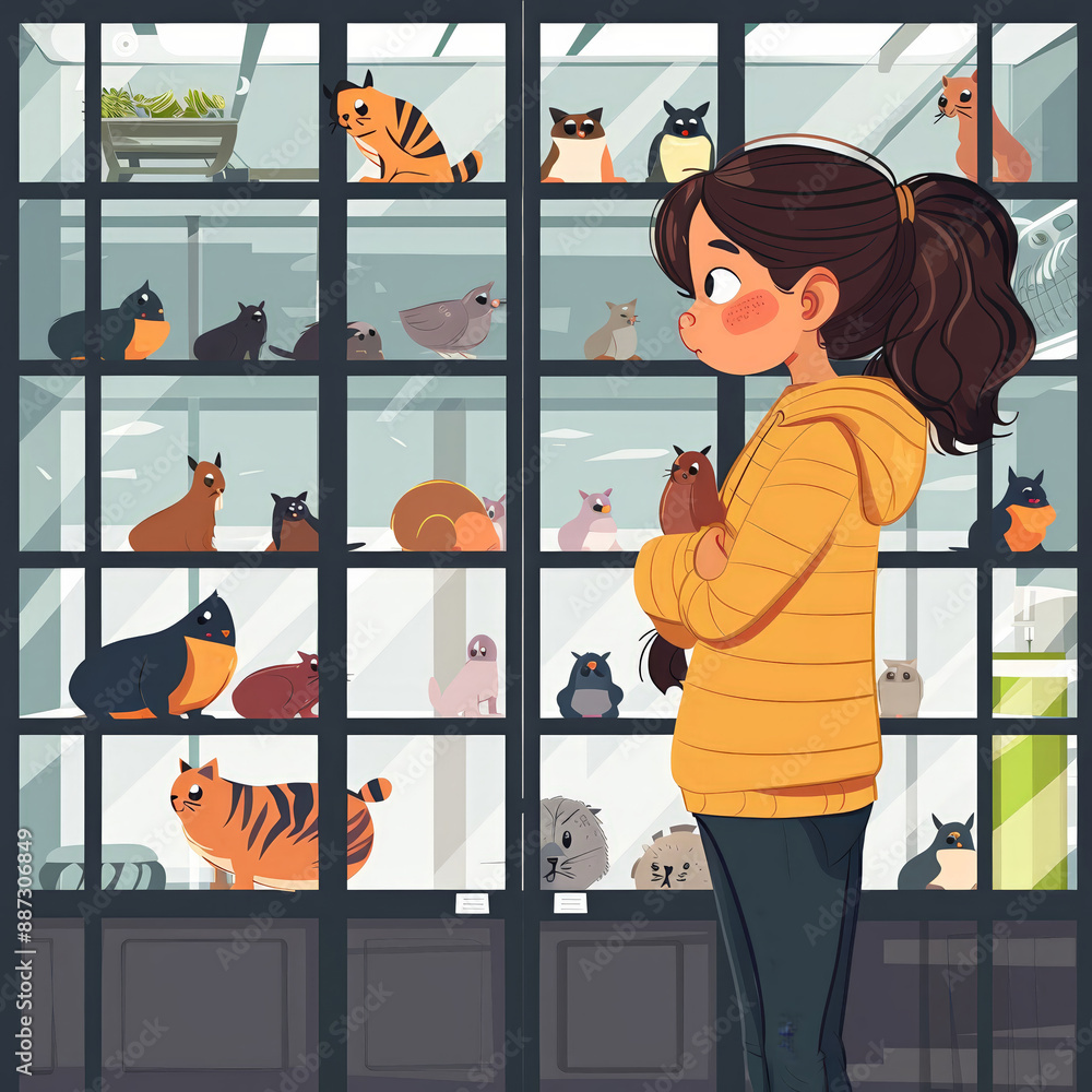 Sad woman at a pet store vector white background 102 woman, cartoon ...