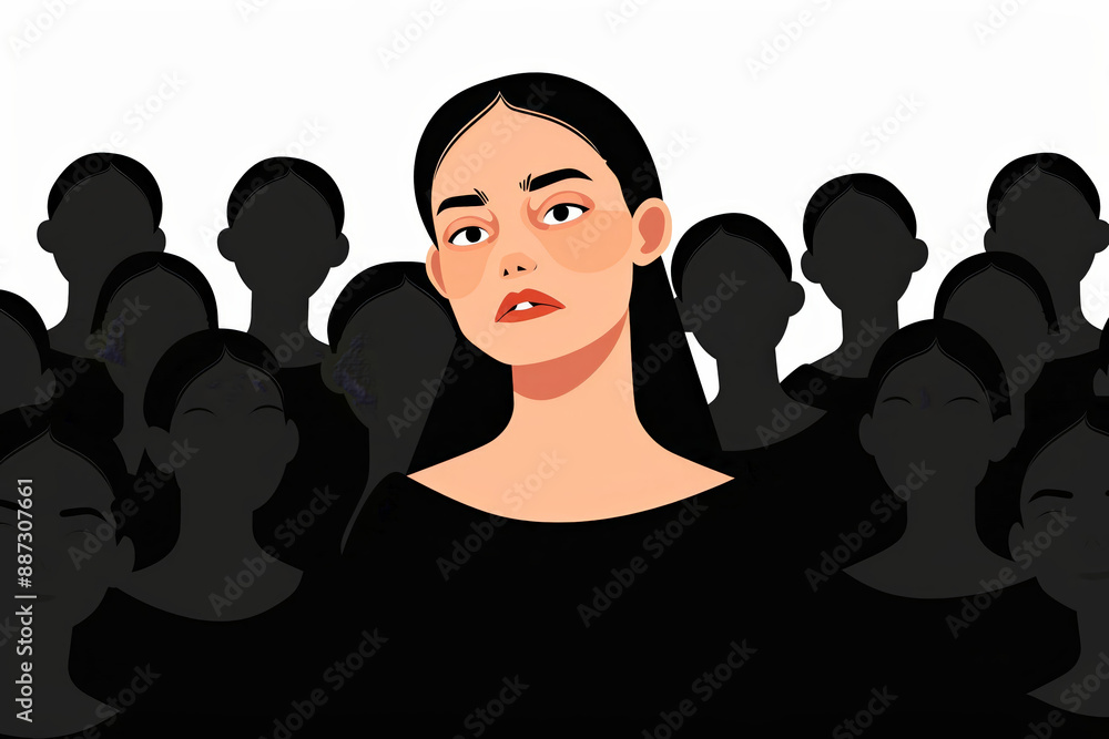 Sad woman in a choir vector white background 221 silhouette, people ...