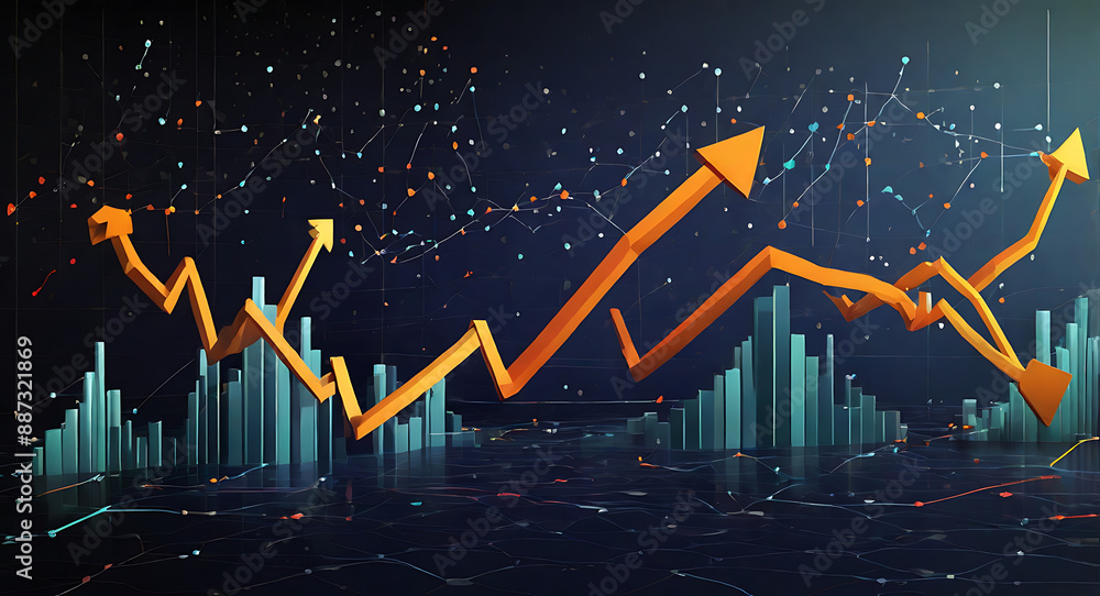 Illustration of a graph or chart showing rising and falling stock ...