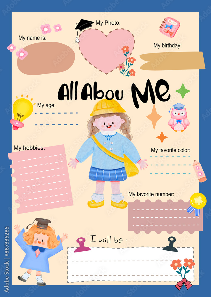 back to school, Cute All about me, cute cartoon all about me and ...