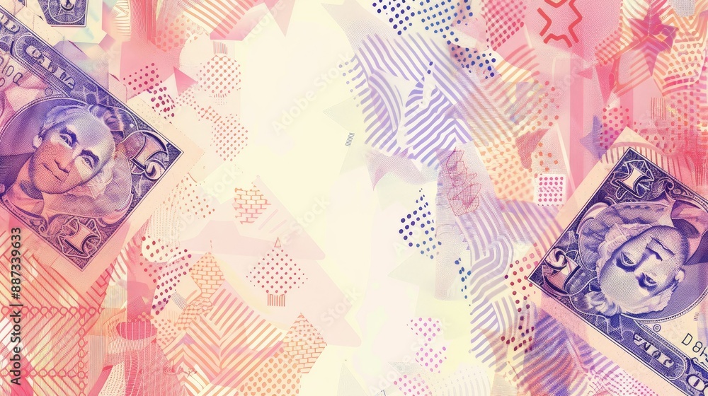 Abstract background of layered and overlapping US dollar bills ...