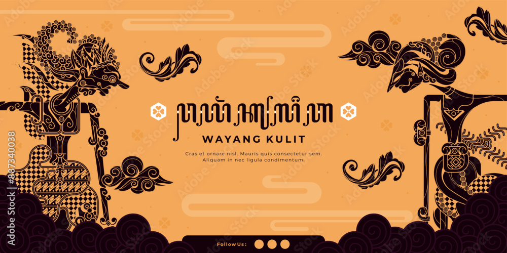 hand drawn wayang kulit background means indonesian traditional puppets ...