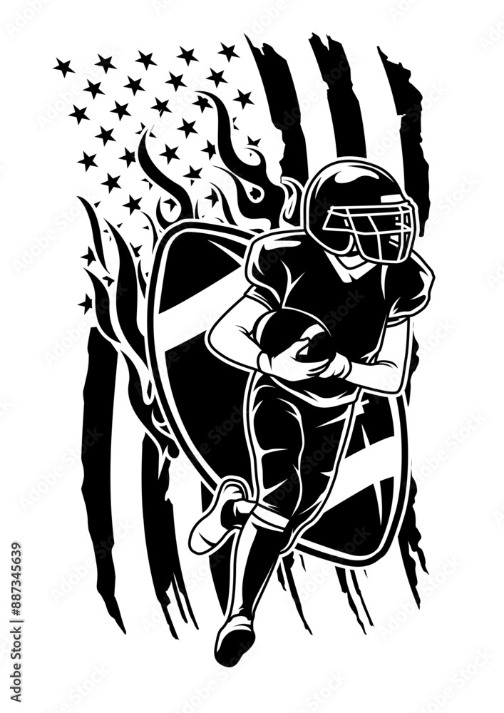 Vetor de US Football Player Illustration, US Football Clipart, Football ...