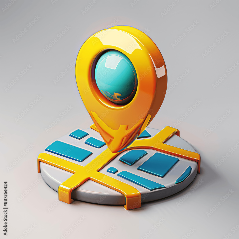 isometric location pin map navigation search icon gps travel route ...