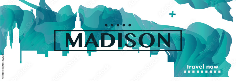 USA Madison horizon profile banner, placard, header, footer. America ...