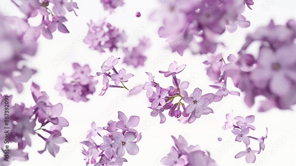 Fresh lilac blossom beautiful purple flowers falling in the air ...