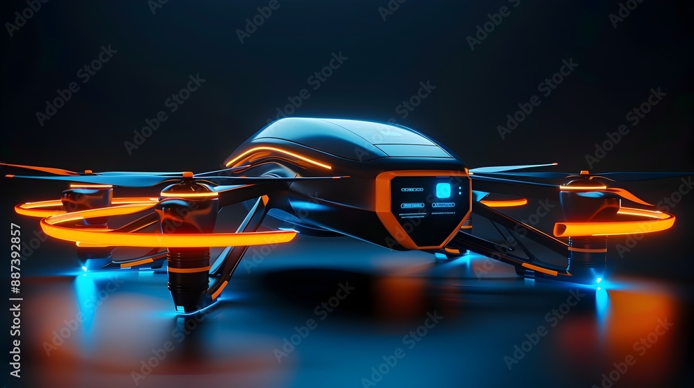 image of a sleek futuristic autonomous delivery drone with a ...