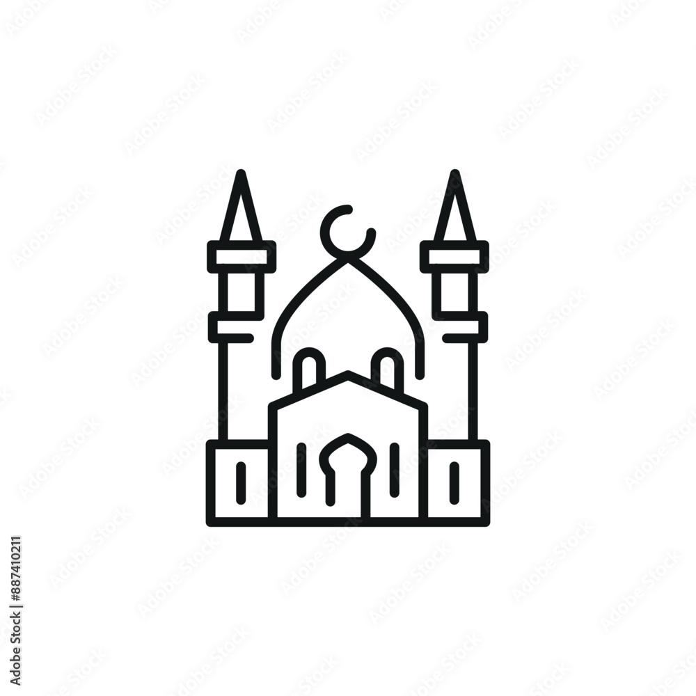 Mosque icon. Simple depiction of a mosque, often used to represent ...