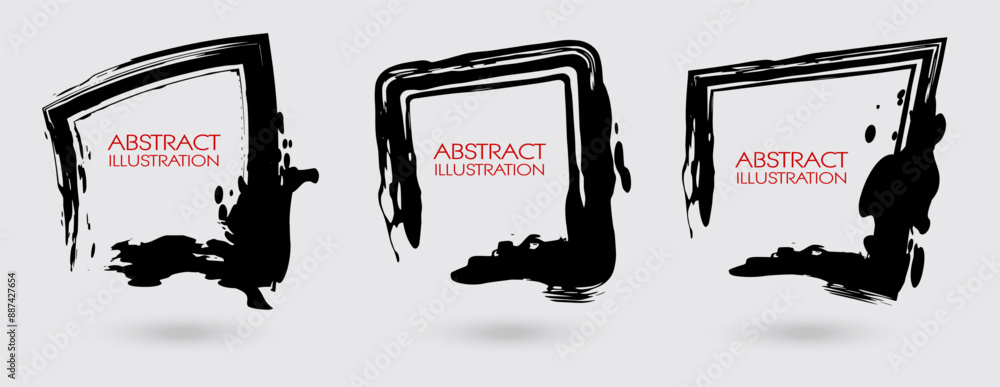 Vector ink shapes set. Square elements collection. Rectangle brush ...