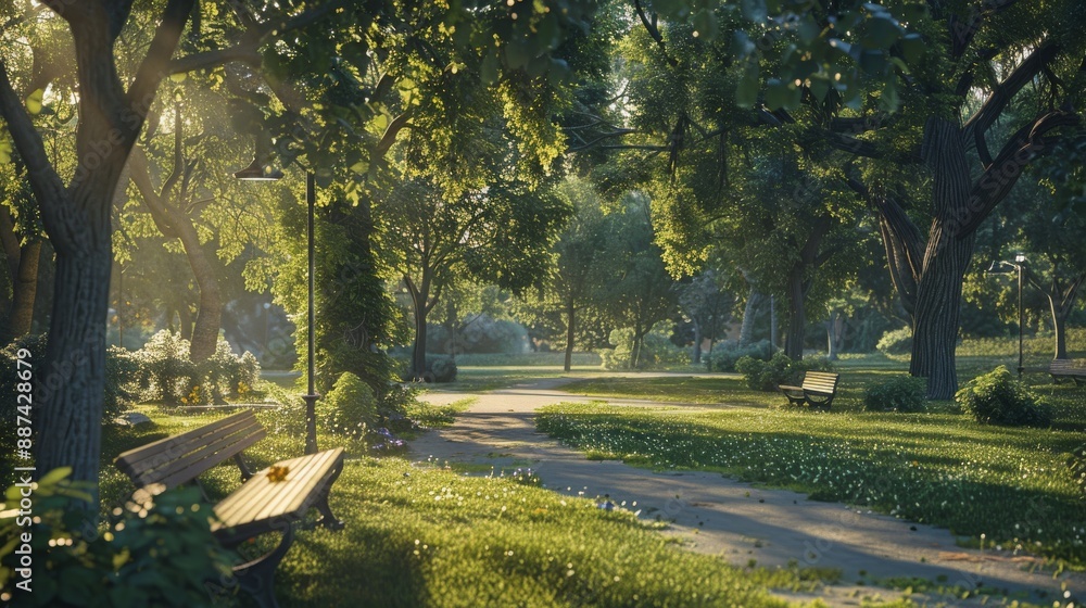 park,scene design,a park scene, soft light,volumetric light,day_time ...