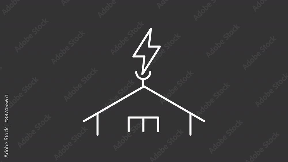 Home energy white line animation. Electricity animated icon. Jumping ...