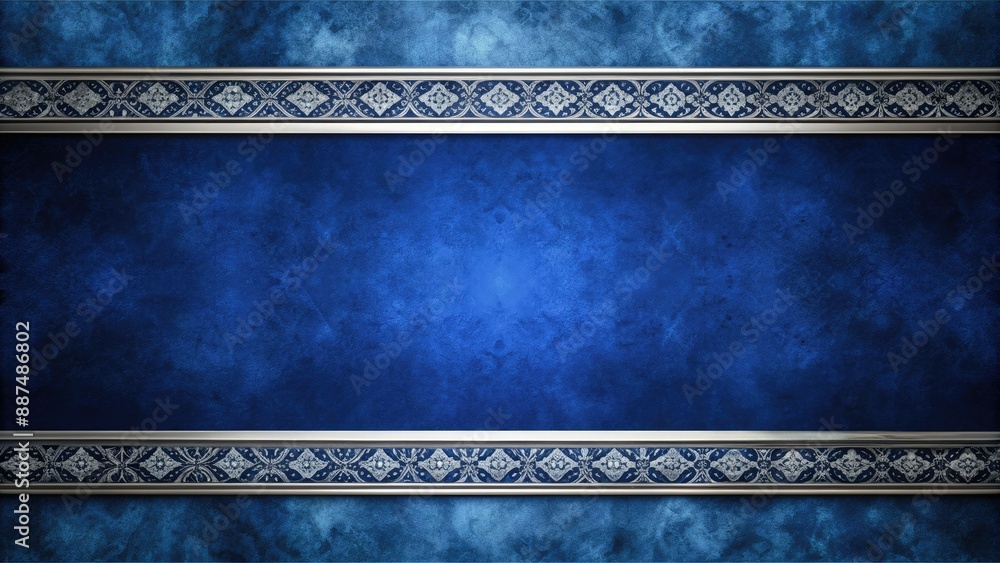Elegant sapphire blue background with white hazy top border and dark ...