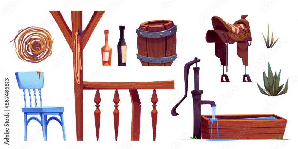 Western saloon bar wooden interior cartoon. Old tavern illustration ...