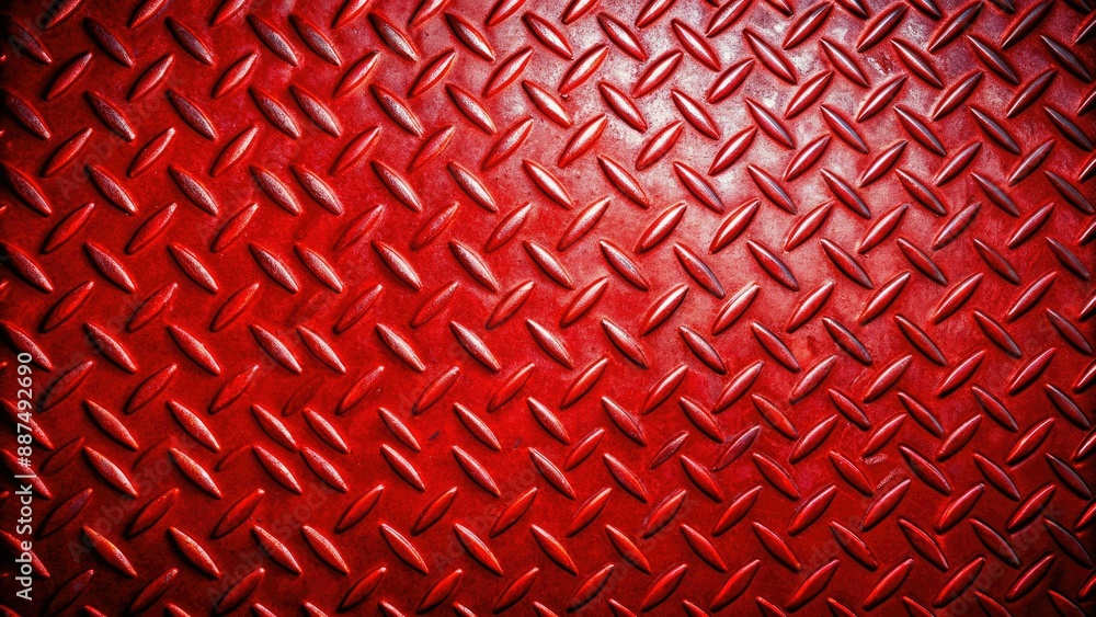 Vibrant red diamond plate metal texture with subtle sheen, fresh paint ...