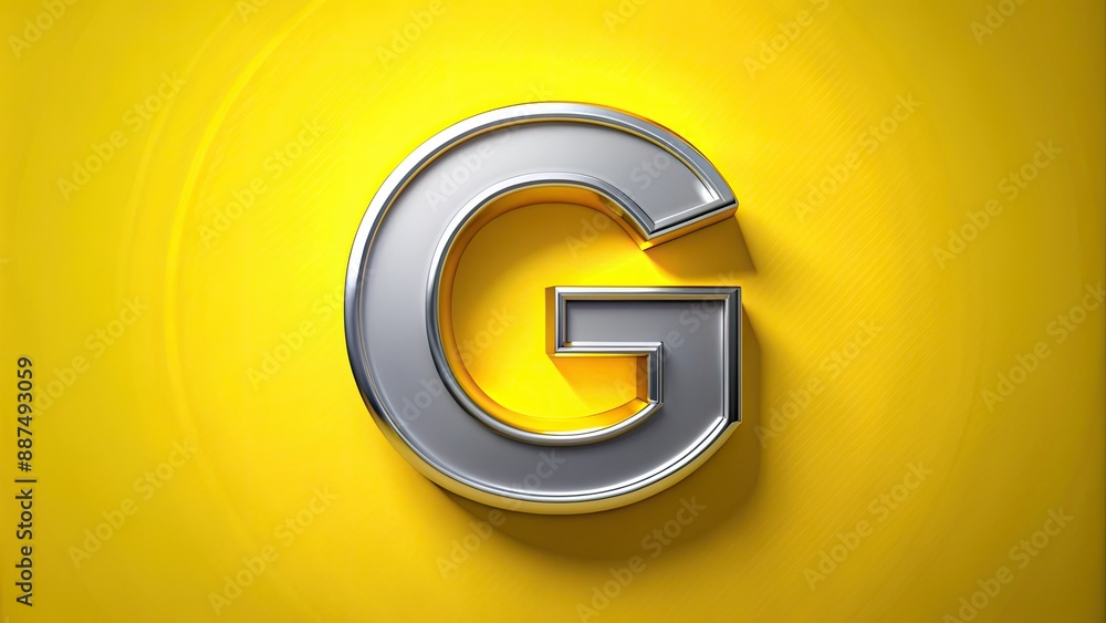 Vibrant yellow background with bold, modern, metallic silver uppercase ...