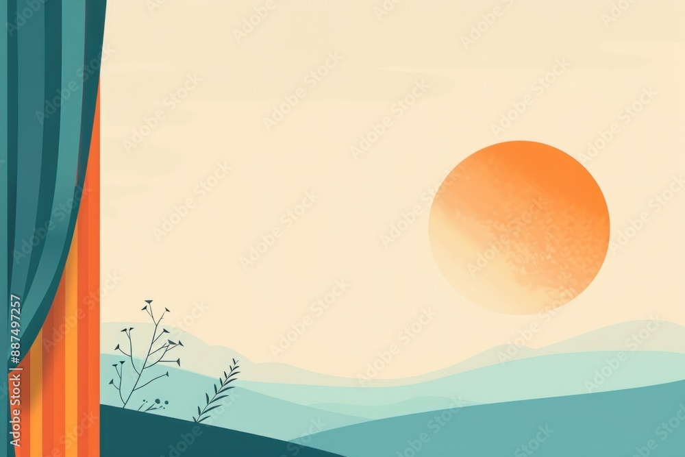Minimalist flat design illustration featuring a solid color background ...
