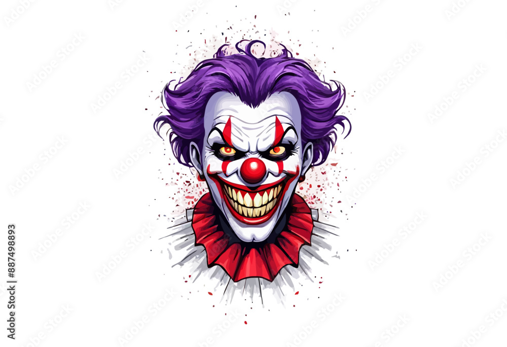 Clown with Red Nose and White Face, Red Hair, and Red Lips, Smiling ...