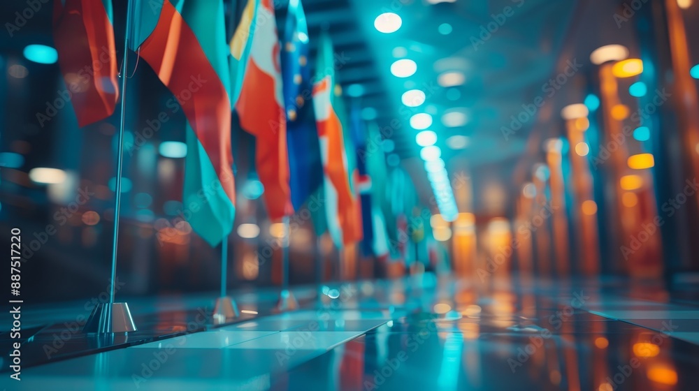 Diverse collection of national flags displayed together in a global ...