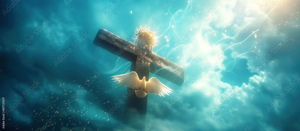 Representation trinity of father , son and holy spirit . Dove as holy ...