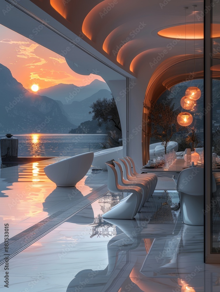 imagine insane huge real life modern white dining kitchen room view ...