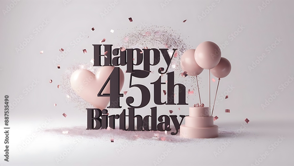 Minimalist 3D Pastel theme Happy 45th Birthday Background With ...