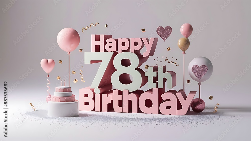 Minimalist 3D Pastel theme Happy 78th Birthday Background With ...