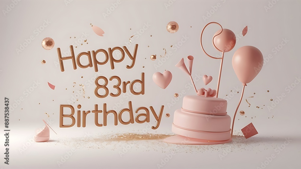 Minimalist 3D Pastel theme Happy 83rd Birthday Background With ...