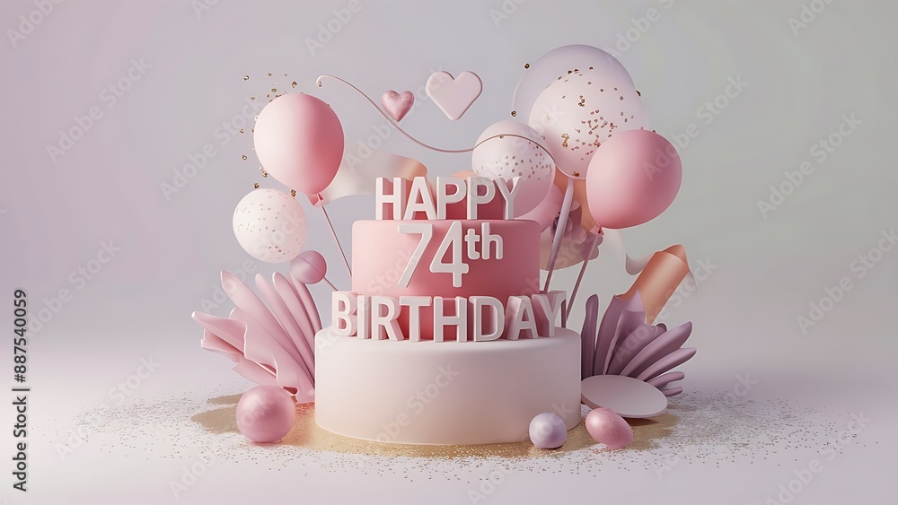 Minimalist 3D Pastel theme Happy 74th Birthday Background With ...