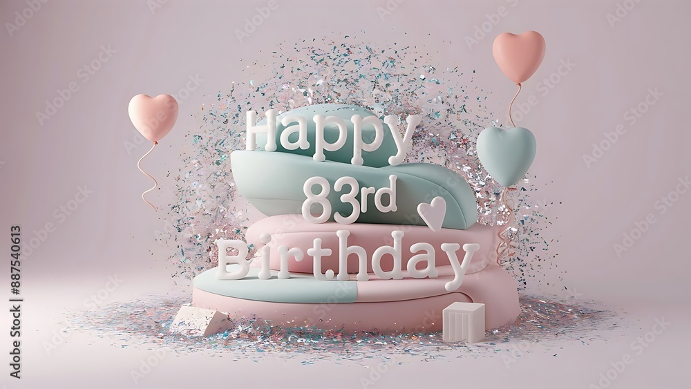 Minimalist 3D Pastel theme Happy 83rd Birthday Background With ...