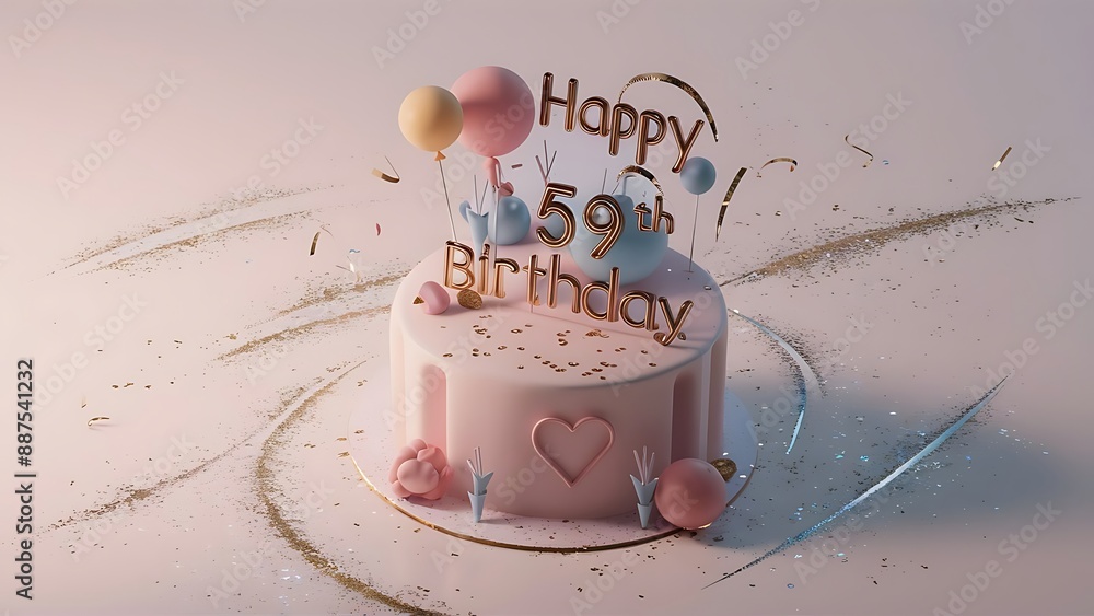 Minimalist 3D Pastel theme Happy 59th Birthday Background With ...