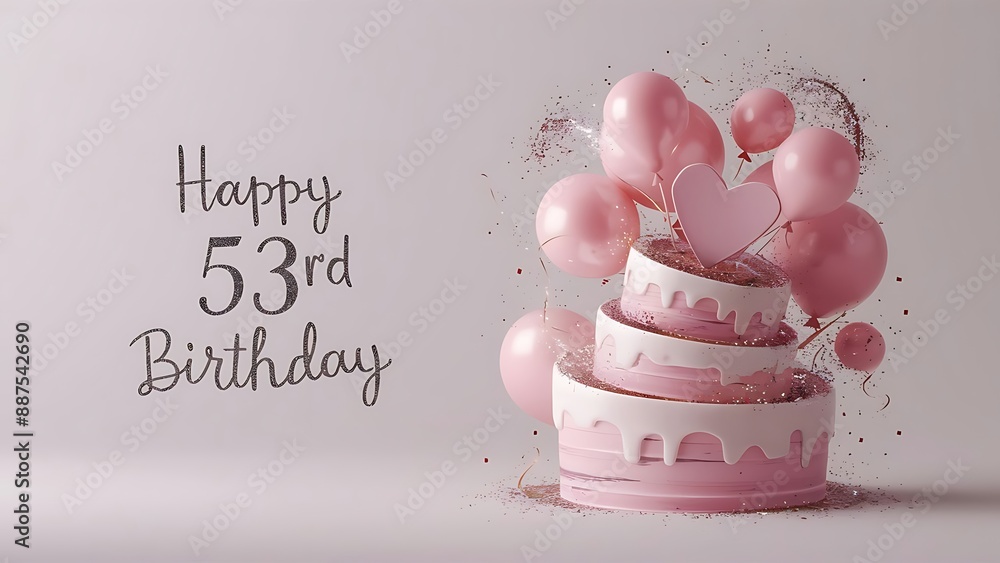 Minimalist 3D Pastel theme Happy 53rd Birthday Background With ...