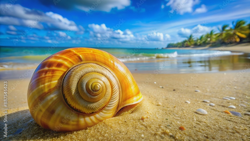 Caracola de mar, proporción áurea, en una isla de San Blas, Guna Yala ...