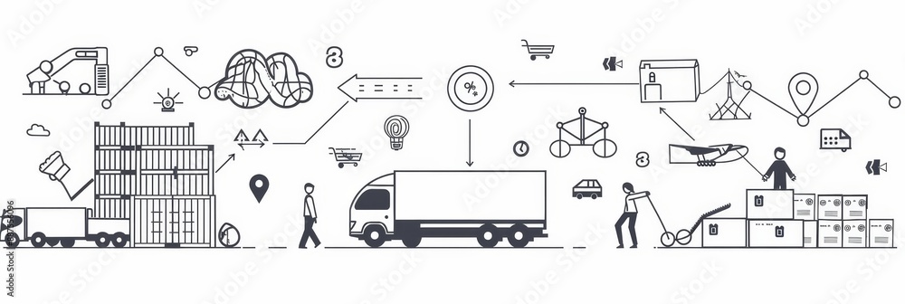 Global Supply Chain Logistics Illustration - An illustration depicting ...