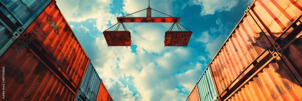Shipping Containers and Crane Scale - A crane scale hangs above ...