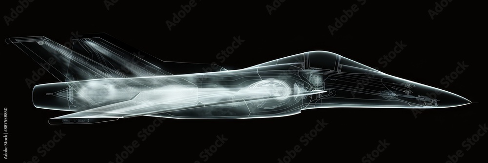 X-ray of a Jet Fighter - A detailed x-ray of a jet fighter, revealing ...