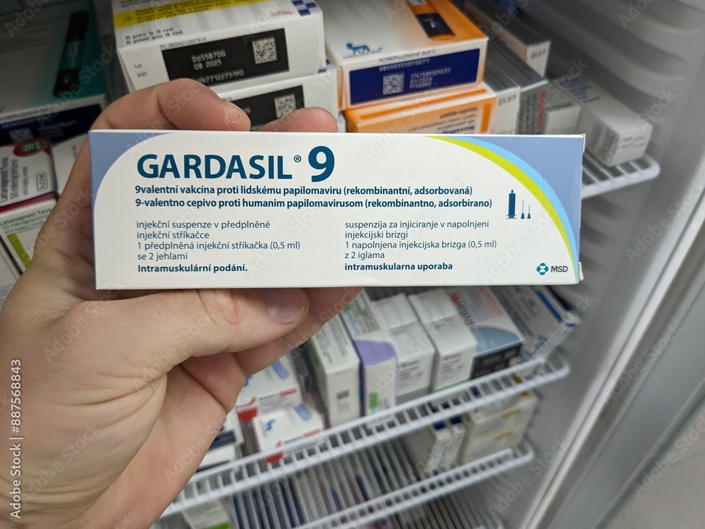 Prague, Czech Republic - July 10 2024: GARDASIL box of vaccine with ...