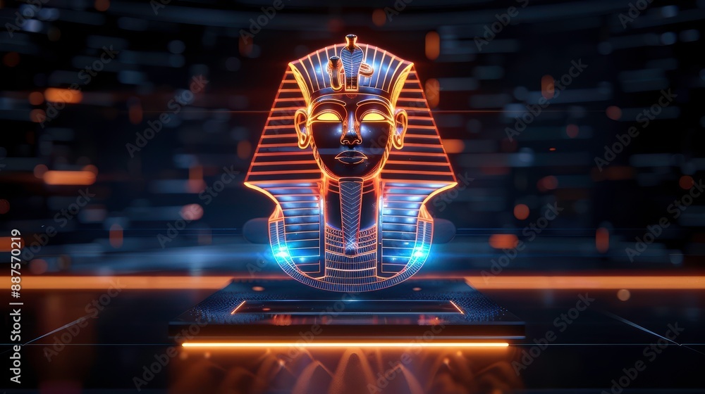 Futuristic digital rendering of an ancient Egyptian pharaoh cyber mask ...
