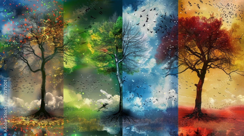 Four Seasons Tree - A single tree representing the four seasons of the ...